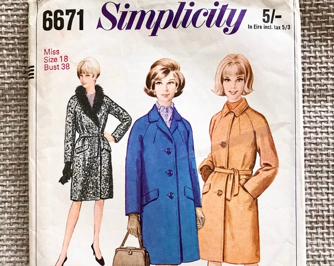 Vintage 1960s Coat Sewing Pattern. Simplicity 6671. - Etsy