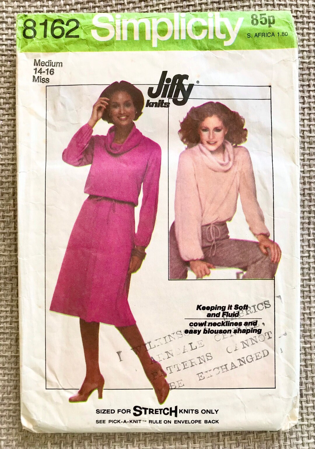 Vintage Sewing Pattern - Knit Pullover Top and Skirt. Simplicity 8162 ...