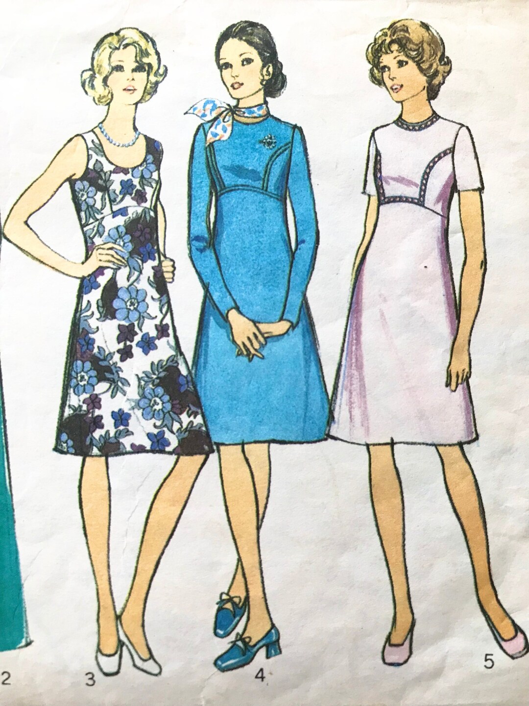 Vintage Dress Half Size Sewing Pattern. Size 20 and a Half. Style 3997 ...