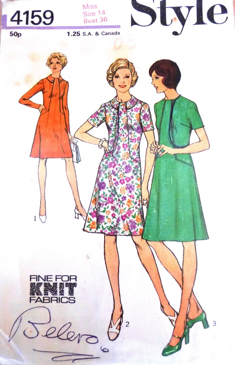 Vintage Dress Sewing Pattern Style 4159 Size 14. - Etsy