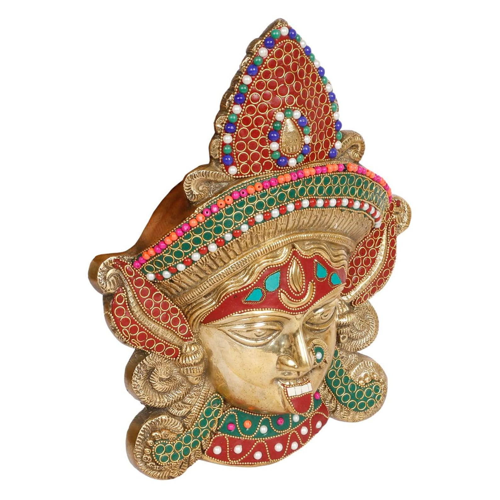 Brass Handmade Hindu Goddess Maa Kali Idol Mata Kaali Face Mask Wall ...