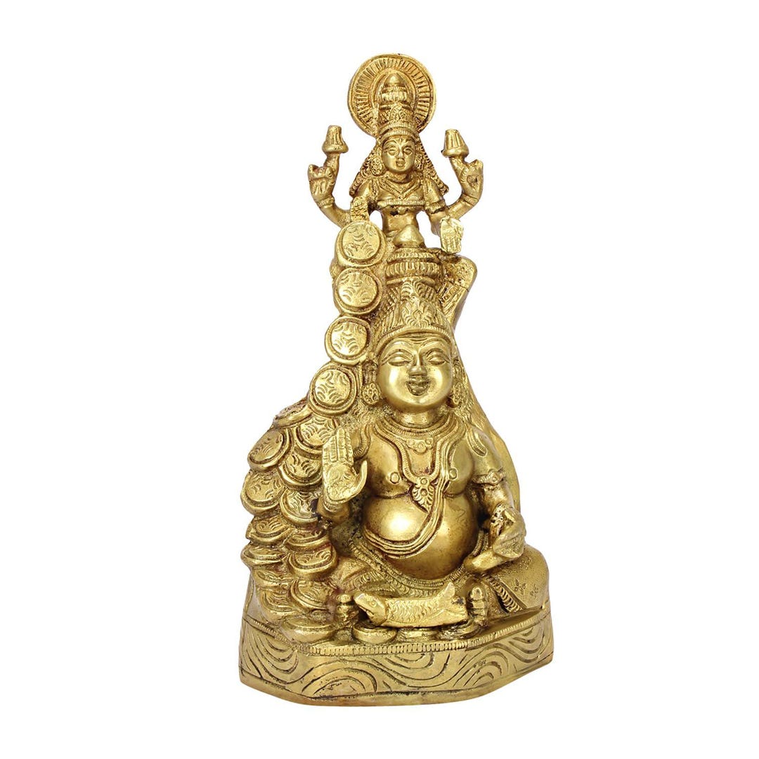 Brass Handmade Hindu Gods of Wealth Money Prosperity Lakshmi Kuber ...