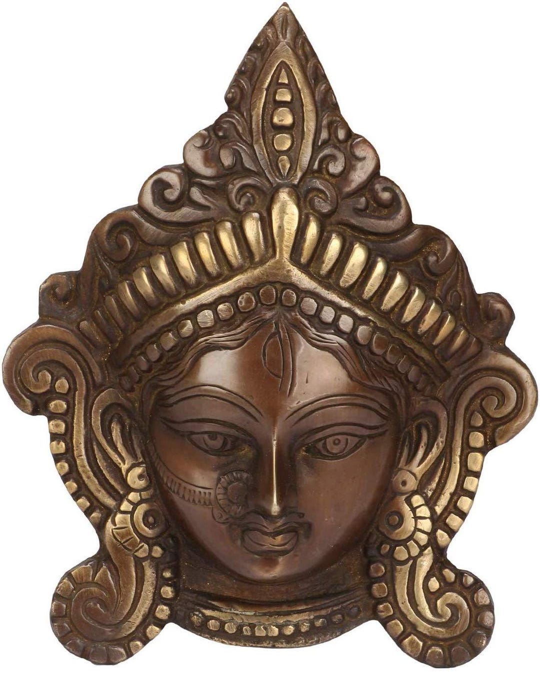 Brass Handmade Hindu Goddess Maa Kali Idol Mata Kaali Durga Face Mask ...