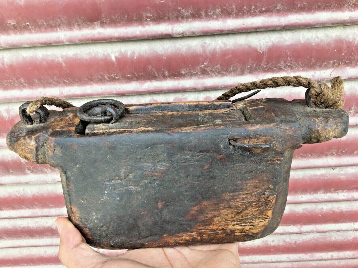 Vintage Tribal Wooden Oil Pot: Handmade Indian Religious Decor - Etsy
