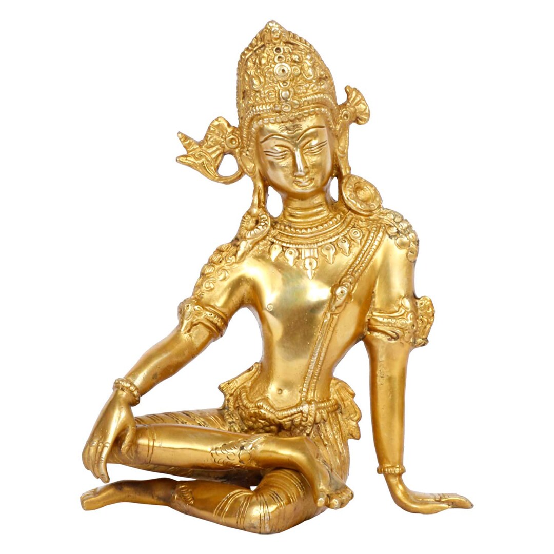 Handmade Brass Lord Indra Statue: Hindu Rain Thunder God Sculpture ...