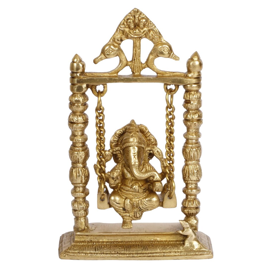 Brass Handmade Hindu God Lord Ganesha Ganpati Vinayak Sitting Swing ...