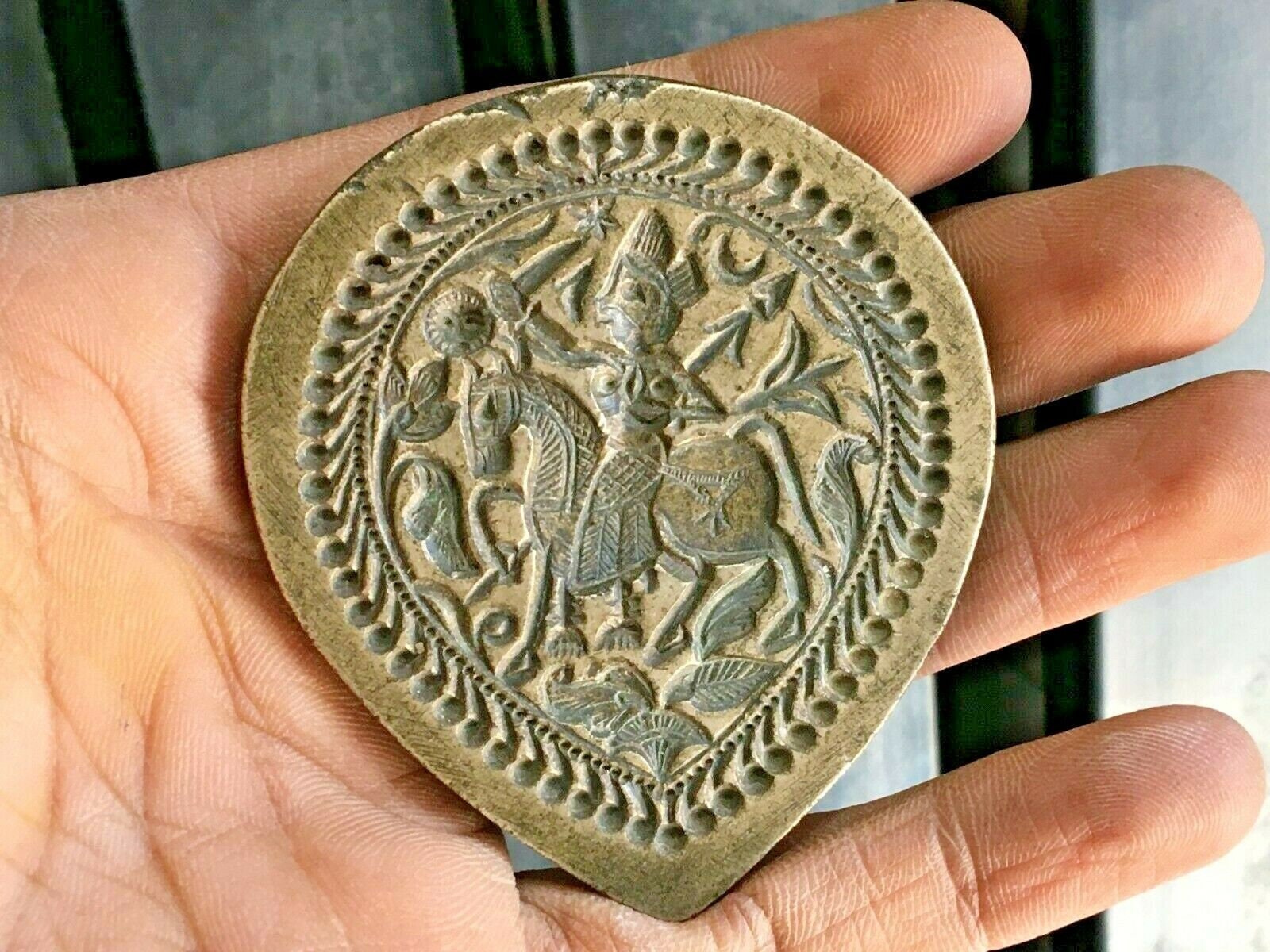Vintage Old Rare Bronze Metal Hindu God Baba Ramdev Jewelry Stamp/ Seal ...