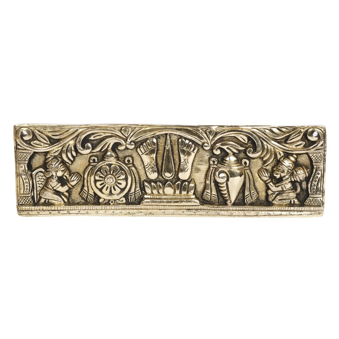 Brass Handmade Shankh Chakra Namah Padma Padmanabha Swami Vishnu Wall ...