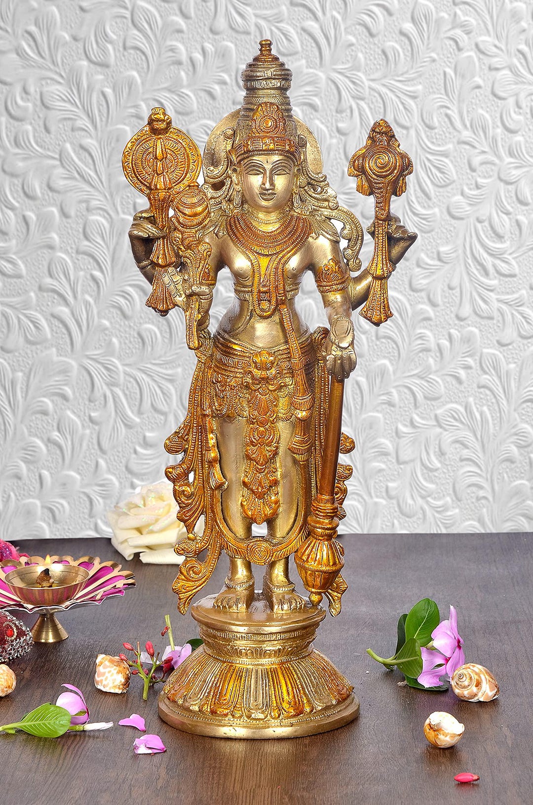 Brass Vishnu Ji Standing Narayan Idol Statue Figurine Decor - Etsy