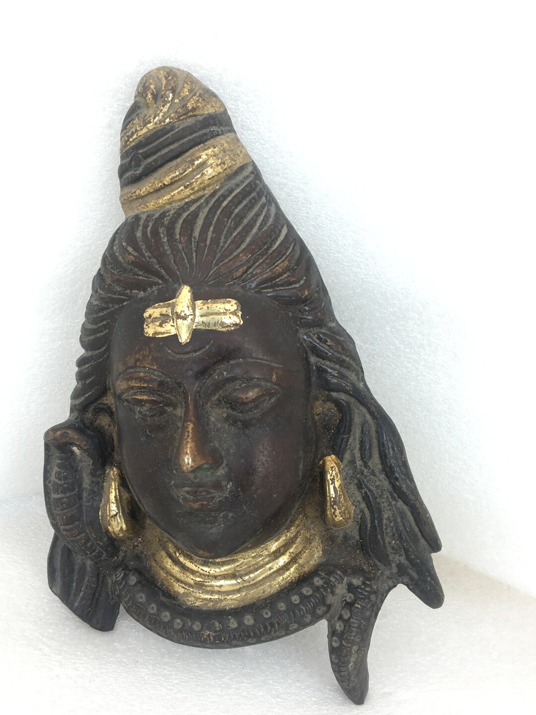 Old Vintage Beautiful Brass Wall Hanging Lord Shiva Shiv Face Mask Head ...