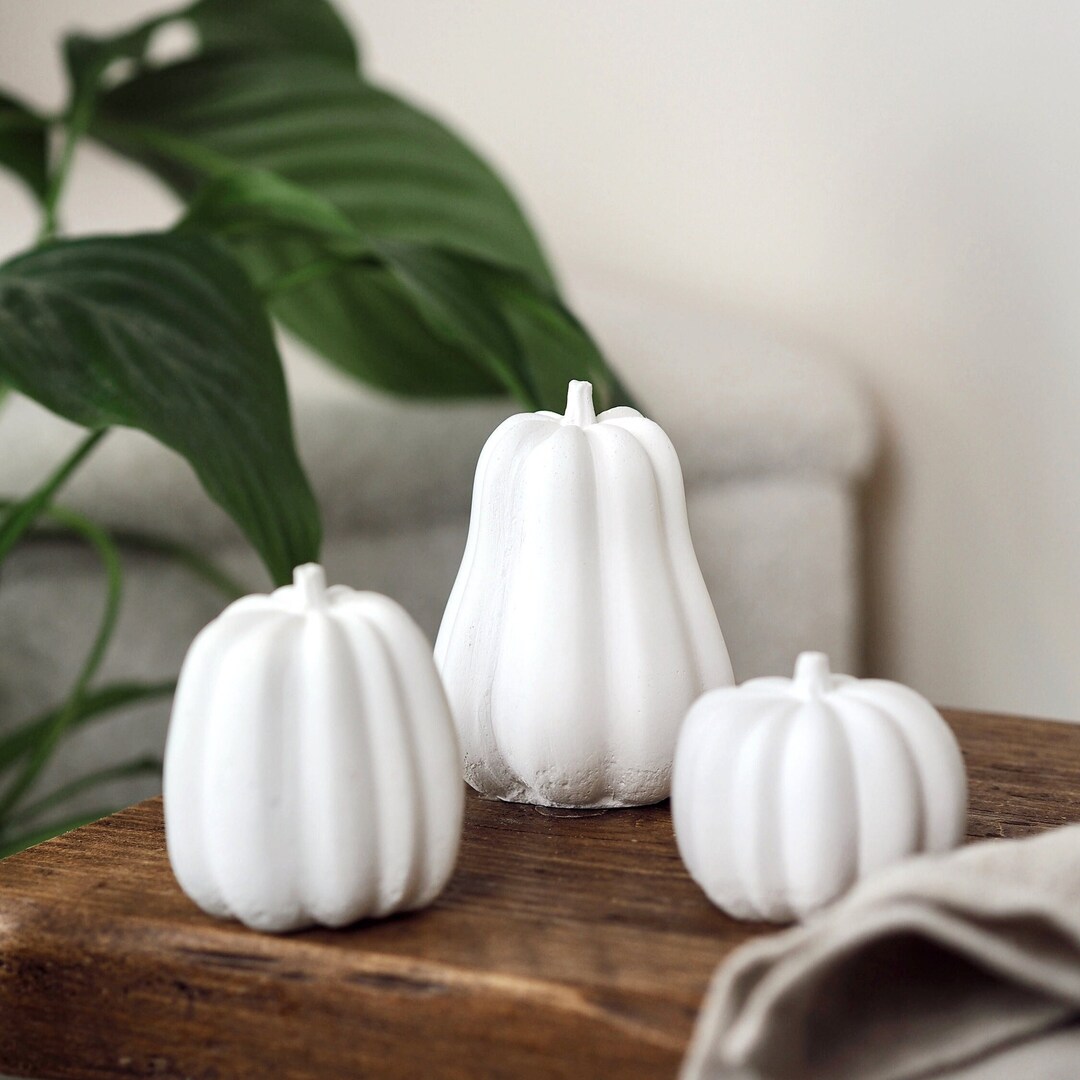 Concrete Squash/pumpkin Trio, Handmade Unique Spooky Pumpkin Decor ...