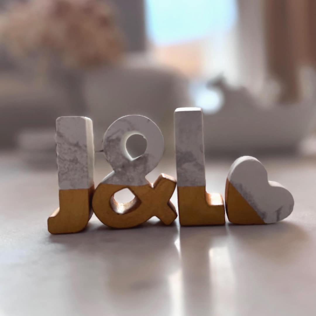 Concrete Initial Letter Gift Set: Marbled Anniversary Decor - Etsy