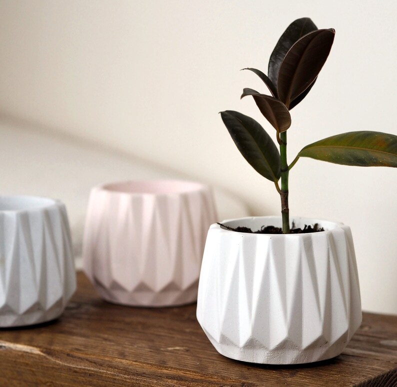 Concrete Planter Indoor Planter Plant Pot Faceted Pot - Etsy