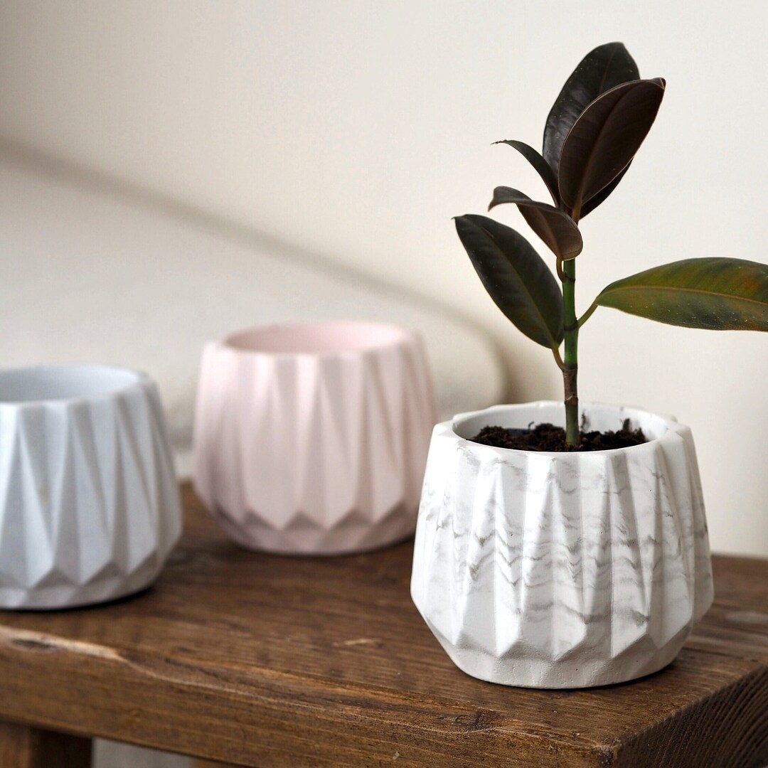 Concrete Planter | Indoor Planter | Plant Pot | Faceted Pot - Etsy