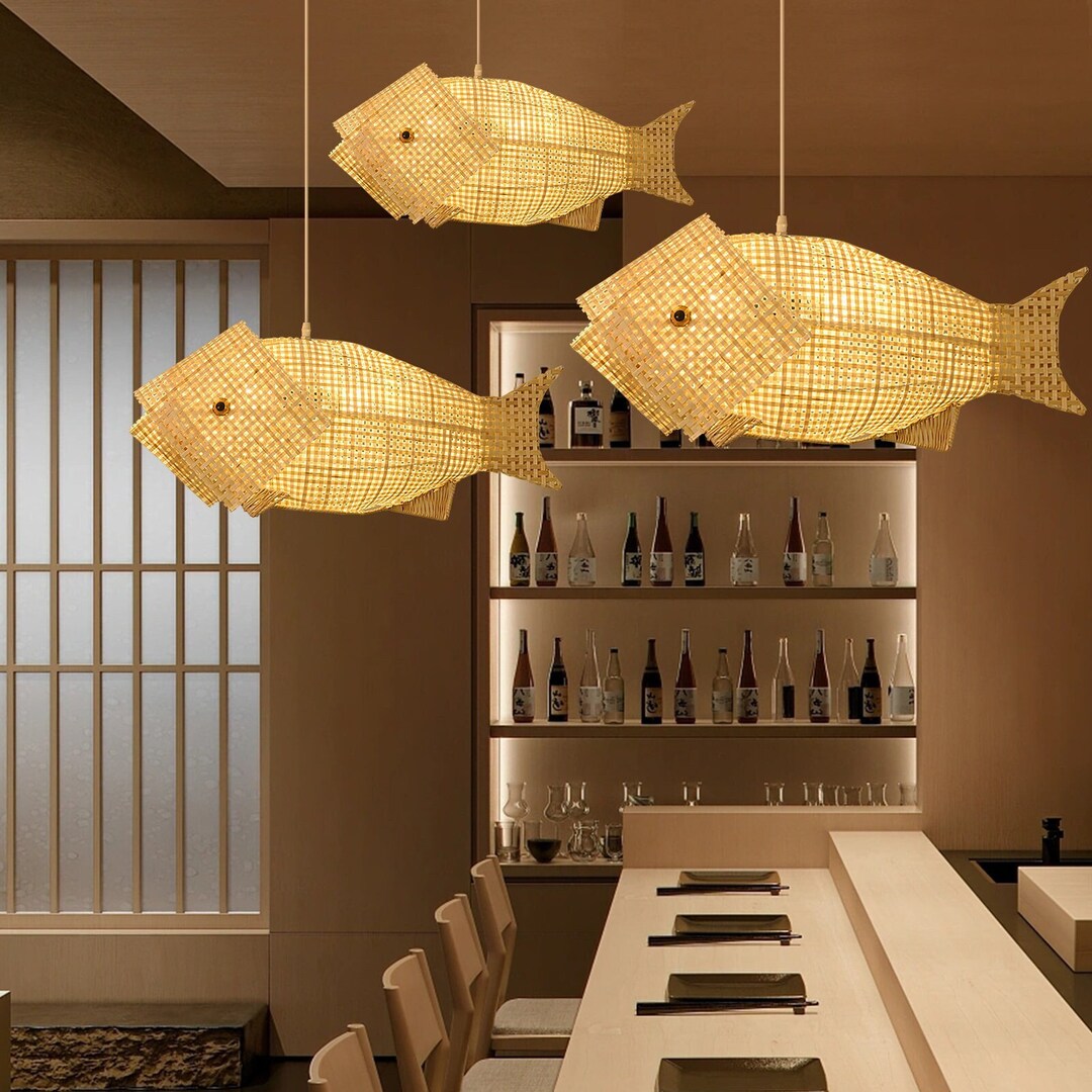 Bamboo Woven Fish Pendant Lightcreative Fish-shape - Etsy