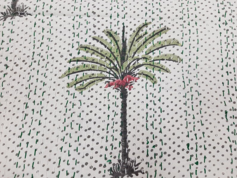 Indian Handmade Pure Cotton Hand Block Print Palm Tree Kantha | Etsy