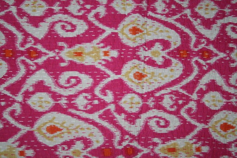 Pink Ikat Kantha Quilt Kantha Throw Kantha Bedpsread Kantha - Etsy