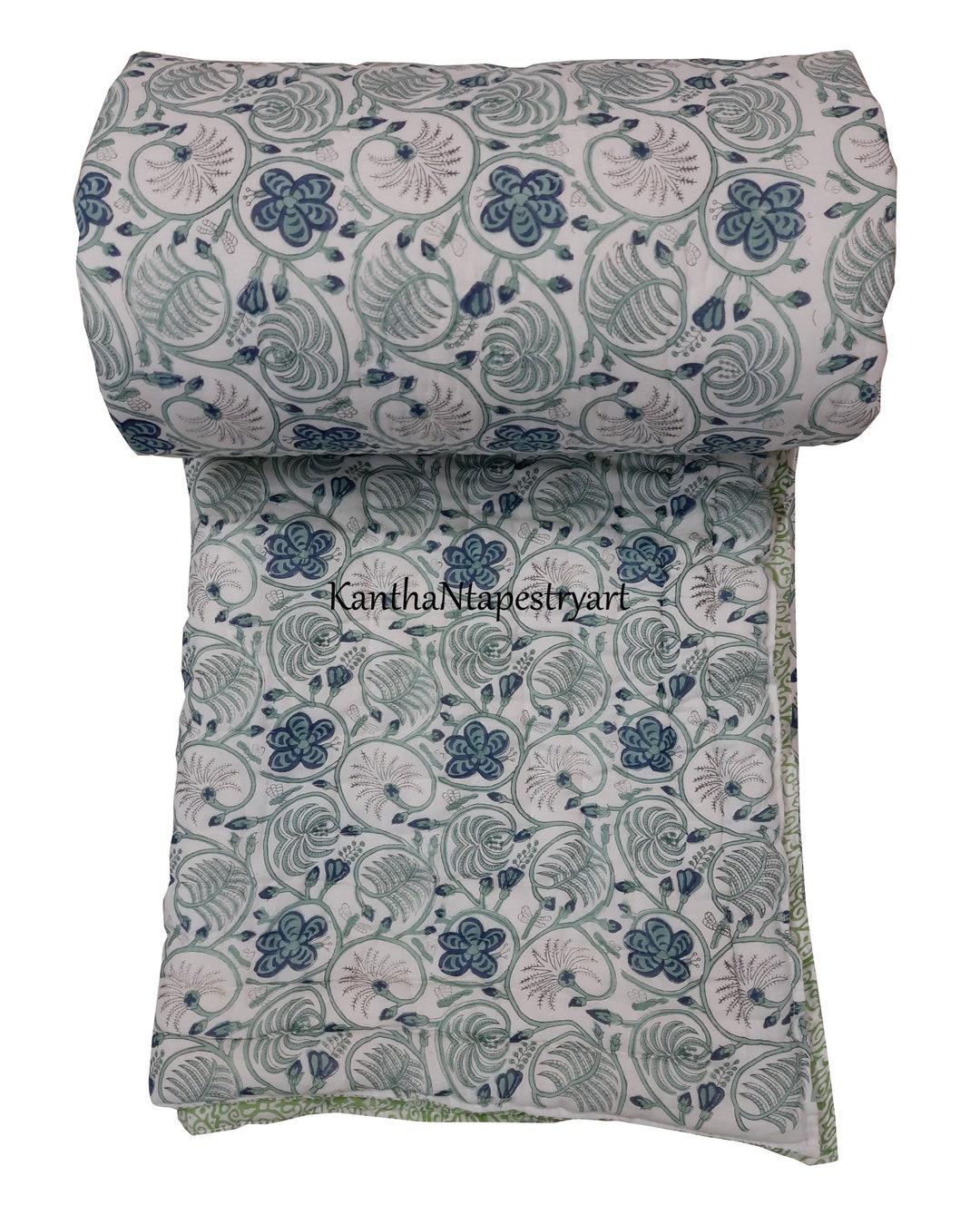 Handmade Quilt Jaipuri Razai Block Pirnted Quilt Indian Traditional ...