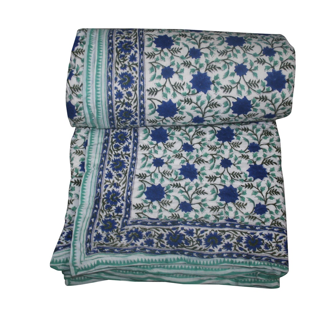 Indian Kantha Throw, Indian Cotton Kantha Quilt, Kantha Bedspread, 100% ...
