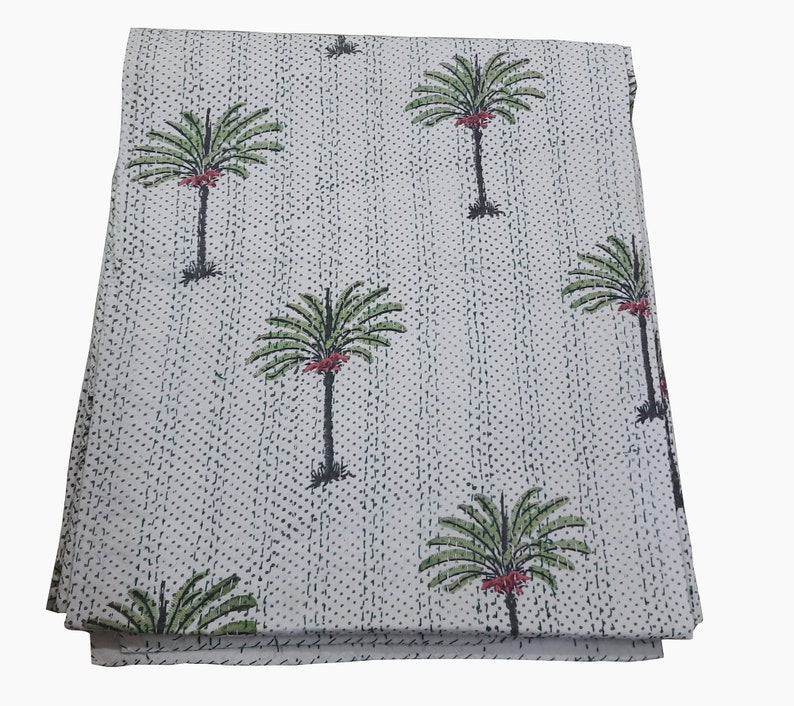 Indian Handmade Pure Cotton Hand Block Print Palm Tree Kantha | Etsy