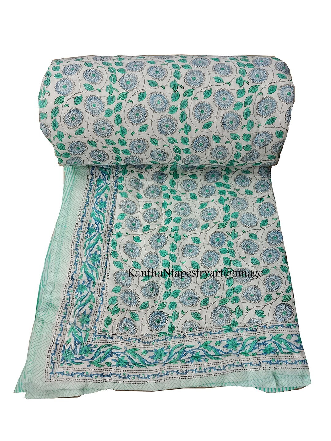 Jaipur Hand Block Print Quilt Handmade Cotton Bedding Kantha Quilt ...
