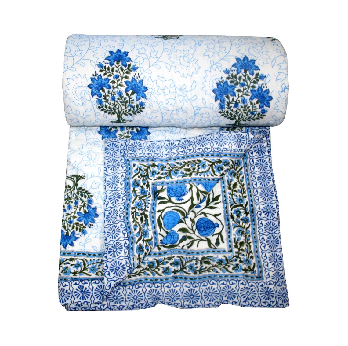 Indian Jaipur Print Hand Block Print Qulit 100% Cotton Handmade Qulit ...