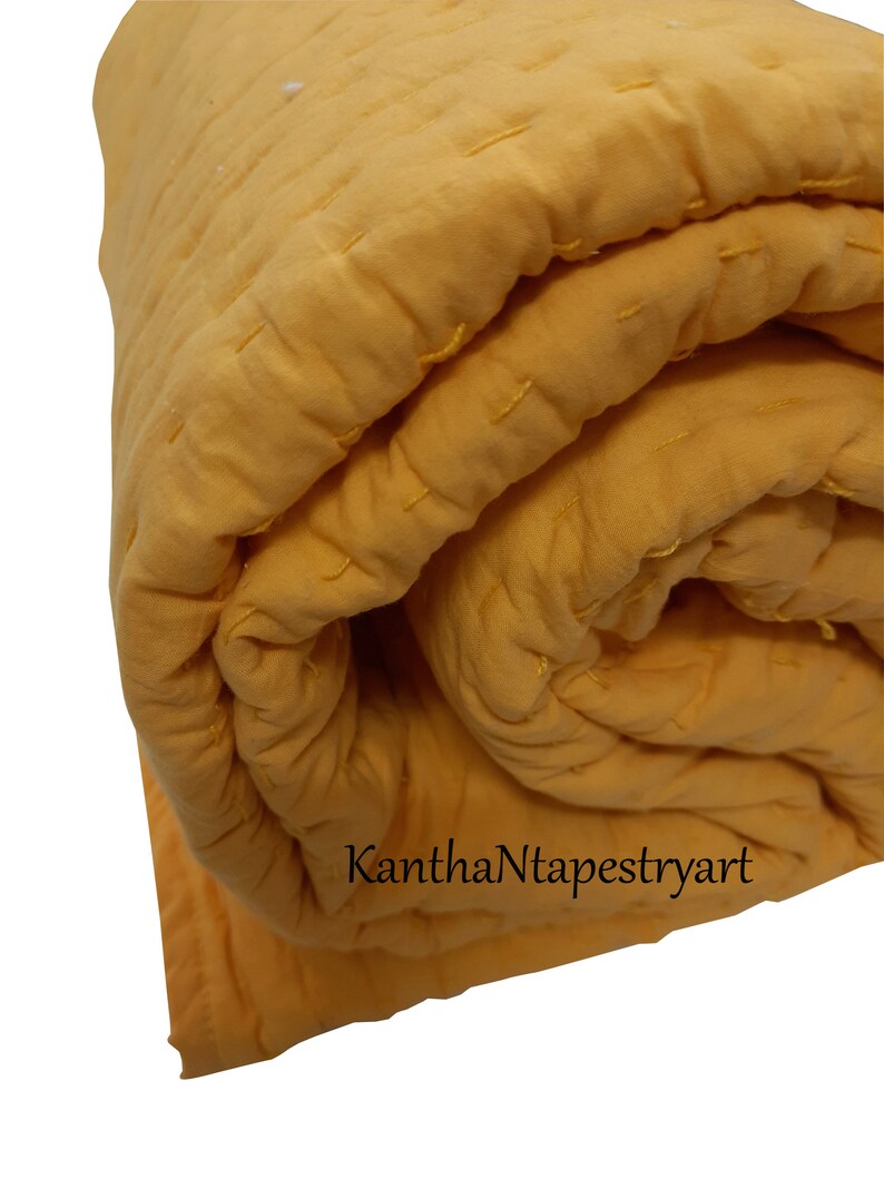 Solid Yellow Color Kantha Quilt Handmade Quilt Soft Cotton - Etsy