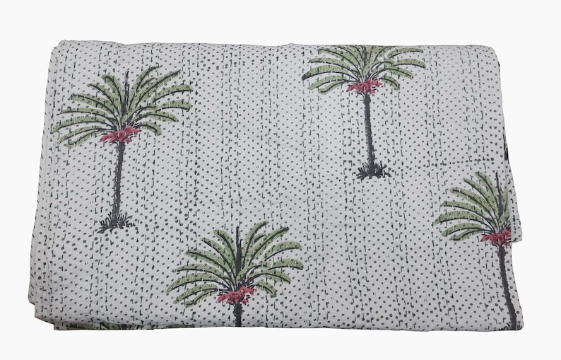 Indian Handmade Pure Cotton Hand Block Print Palm Tree Kantha | Etsy