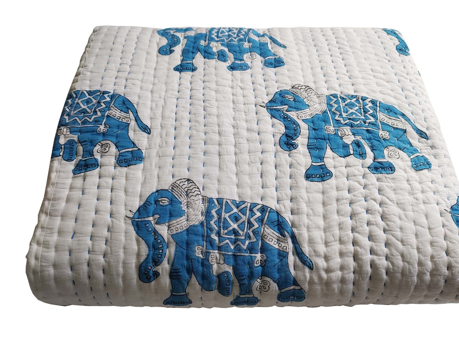 Elephant Hand Block Print Kantha Quilt Super Soft Beatiful - Etsy