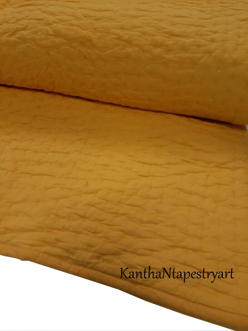 Solid Yellow Color Kantha Quilt Handmade Quilt Soft Cotton - Etsy