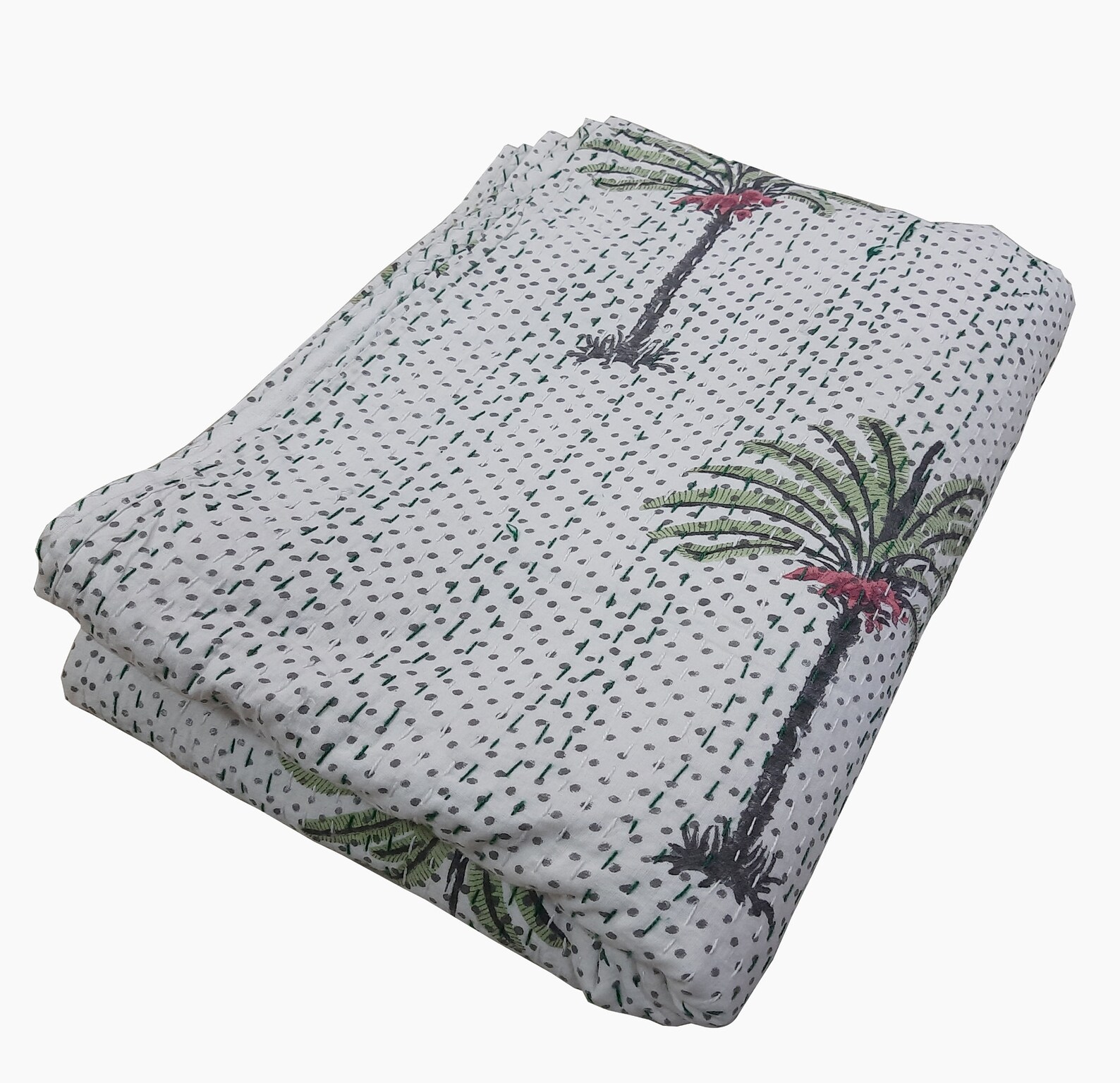 Indian Handmade Pure Cotton Hand Block Print Palm Tree Kantha | Etsy