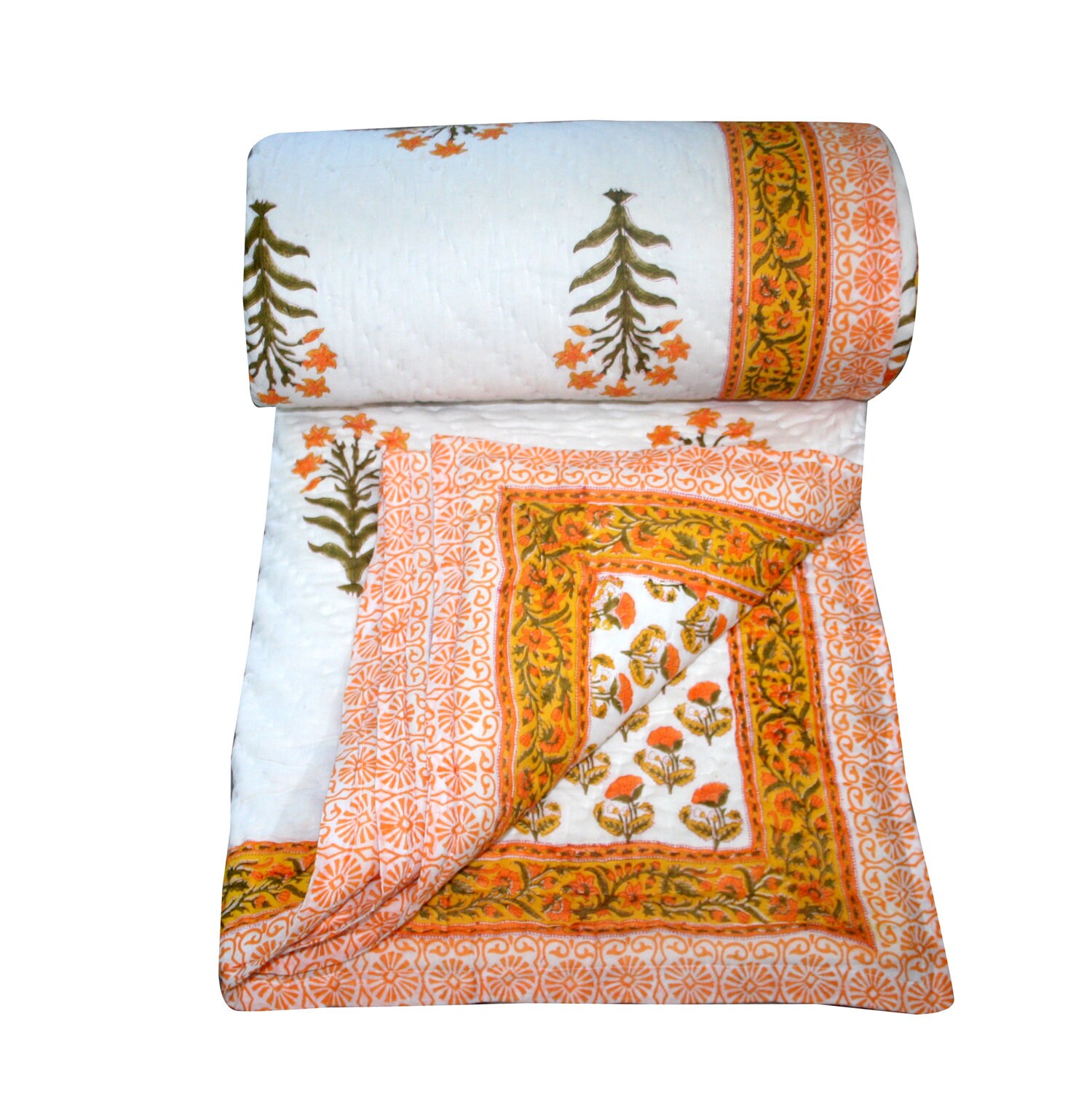 Block Print Quilt 100% Cotton Quilt Reversible Handmade - Etsy