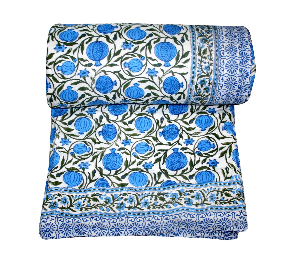Indian Jaipur Print Hand Block Print Qulit 100% Cotton Handmade Qulit ...