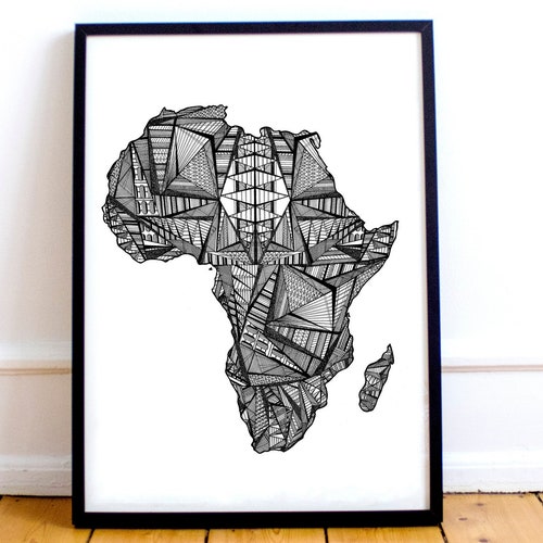 Map of Africa Line Art Africa - Etsy