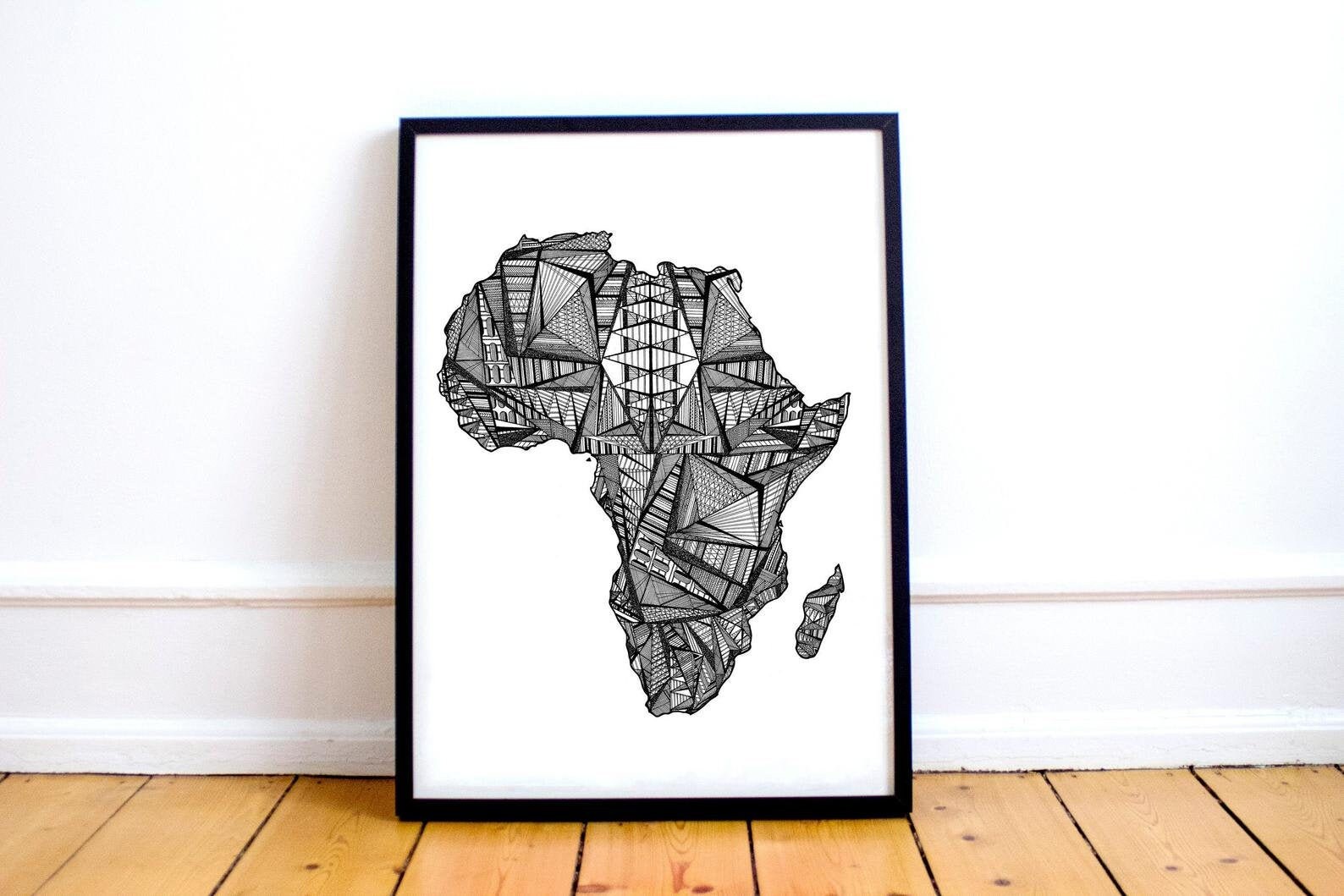 A4 Africa Map Art Print African Wall Art African Poster Travel Wall Art ...