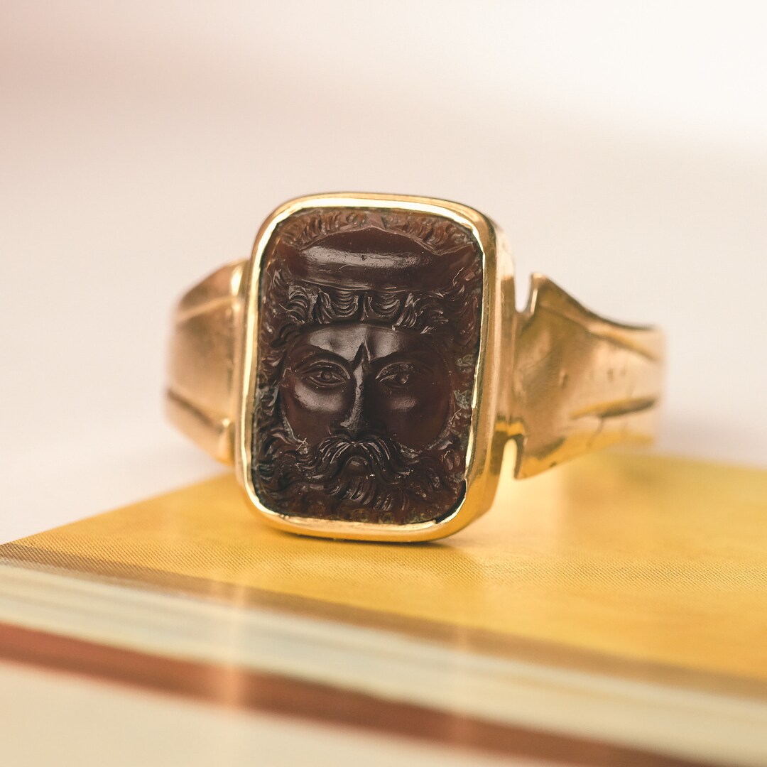 Victorian Carnelian Agate Zeus Cameo Ring 18ct Gold Signet Ring Antique ...
