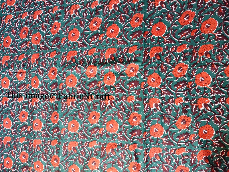 Tela De Algodón 100 Puro Con Estampado Floral Hecho A Mano Etsy