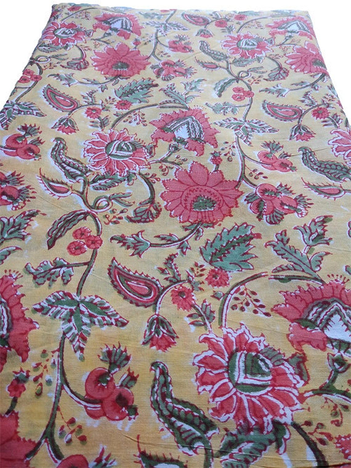 Indian Natural Hand Block Printed Fabric Handmade Cotton | Etsy