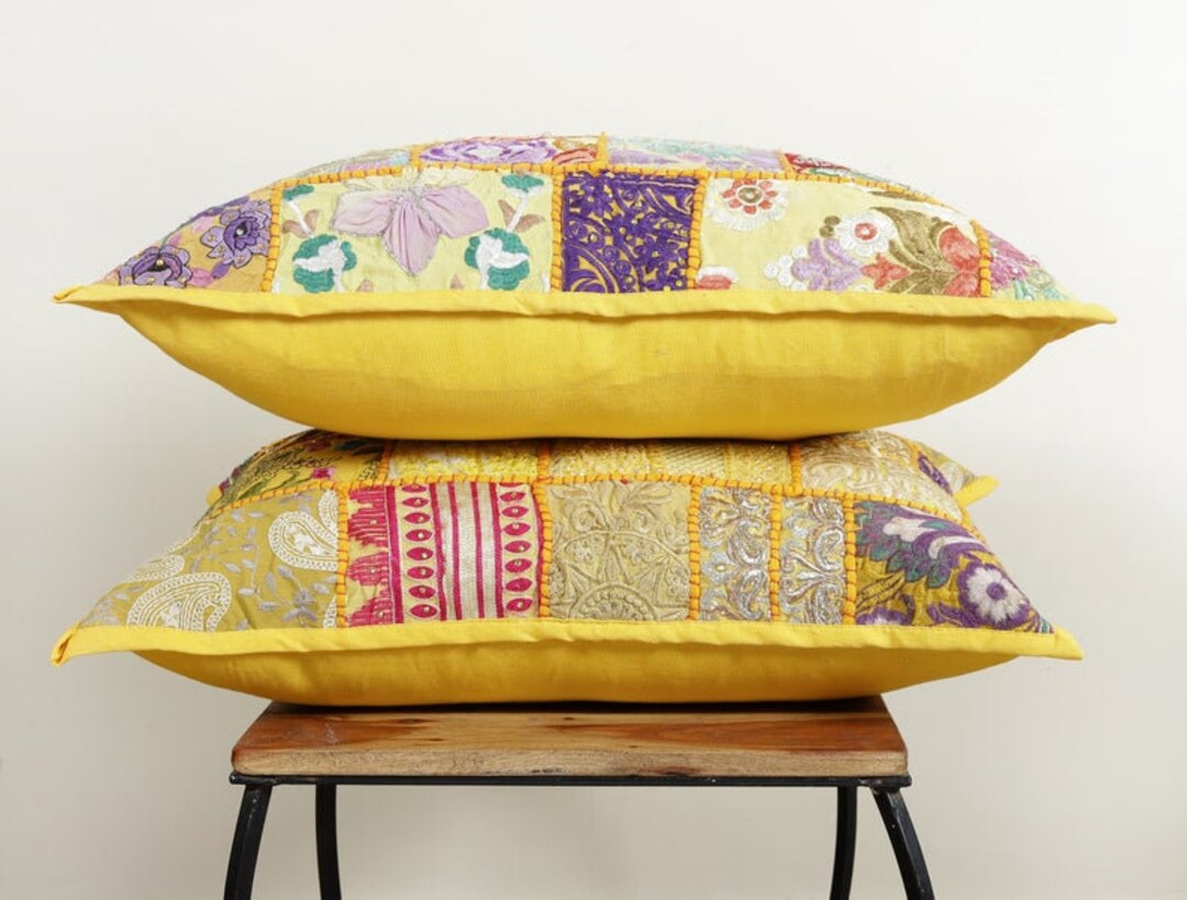 16 X 24 Inch Embroidered Pillow Cover for Home Decor, Indian Handmade Throw Pillow Cover ...