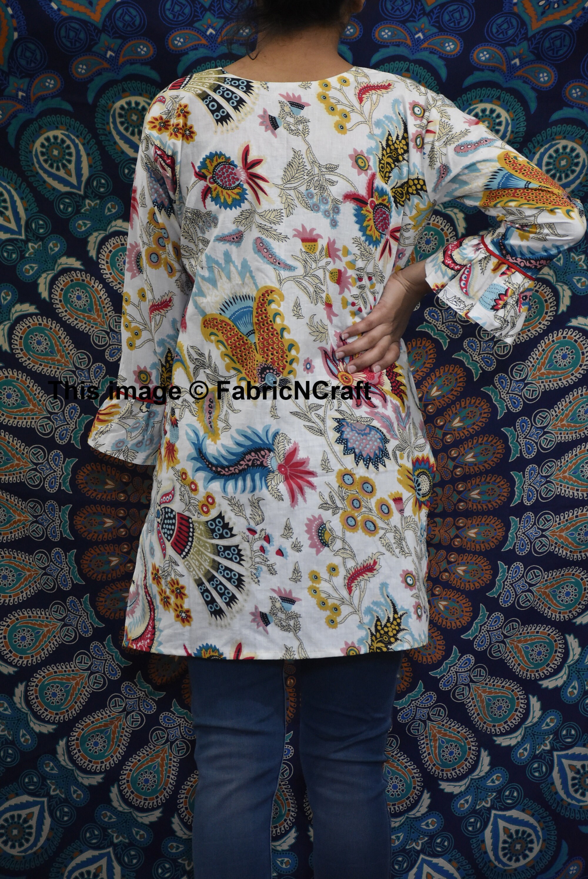 100% Cotton Floral Print Indian Ethnic Kurti/ Straight Short | Etsy