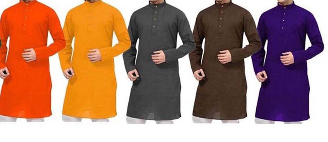 Indian Mens Kurta Men Dress Shirt Wear Cotton Traditional - Etsy