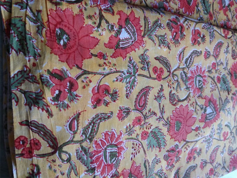 Indian Natural Hand Block Printed Fabric Handmade Cotton - Etsy