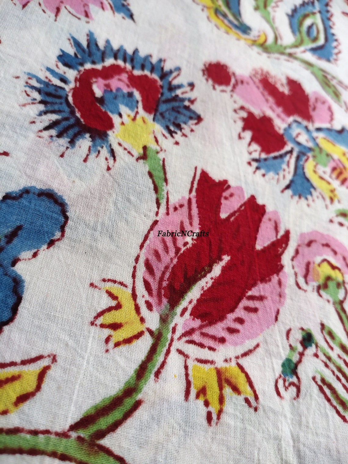 Indian Natural Hand Block Printed Fabric Handmade Cotton - Etsy