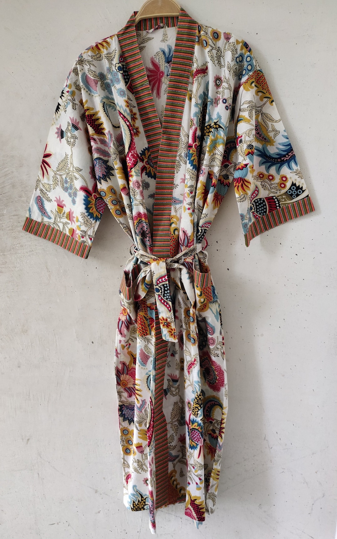 Indian Mugal Print Cotton /beach Robe/ Kimono Robe/ Swim Wear - Etsy