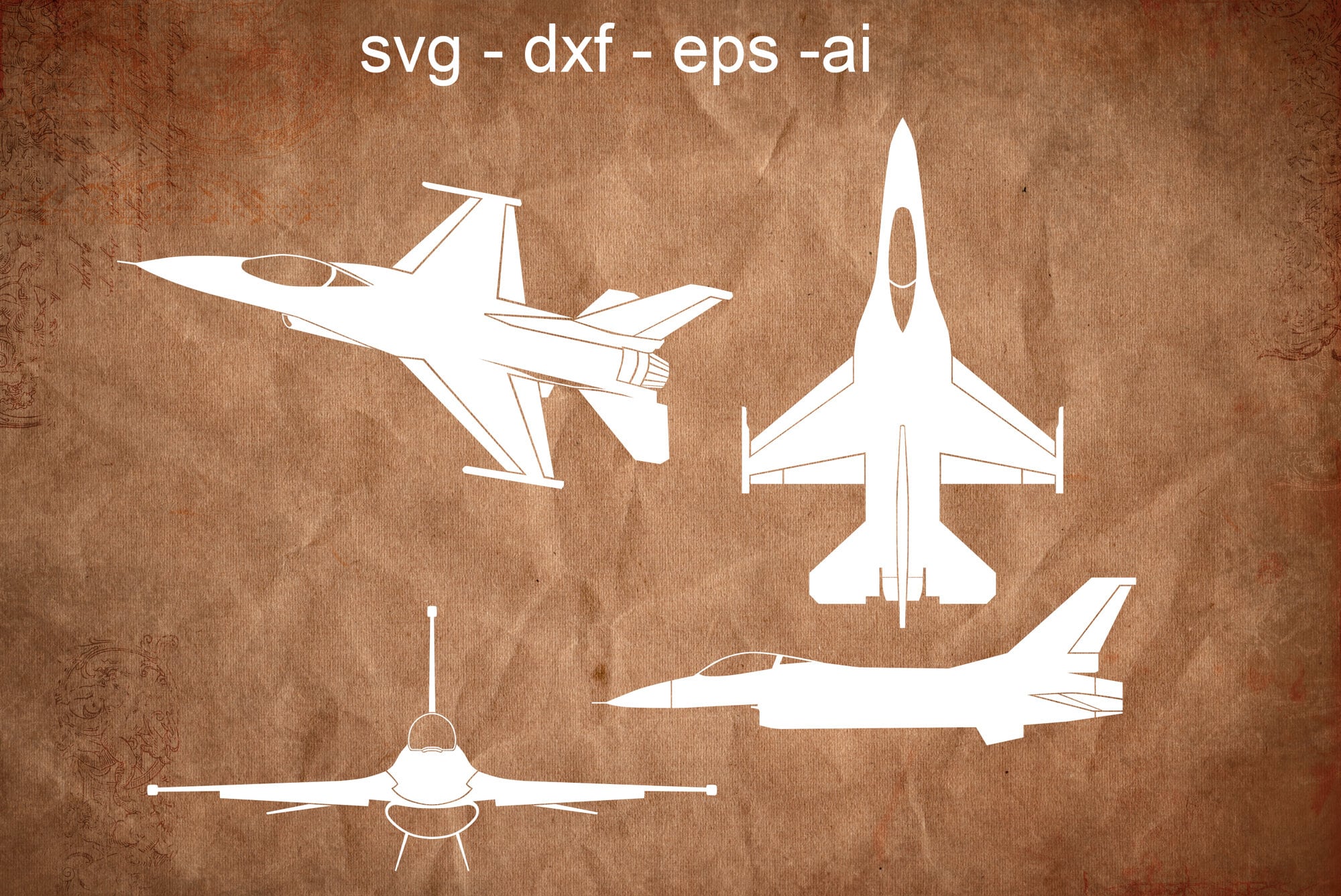 F-16 Fighting Falcon 4 Images SVG Dxf Png AI File Clip Art Graphic ...