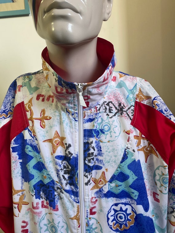 1980s Patterned Shell suit Jacket by Etirel sized 42 - Gem