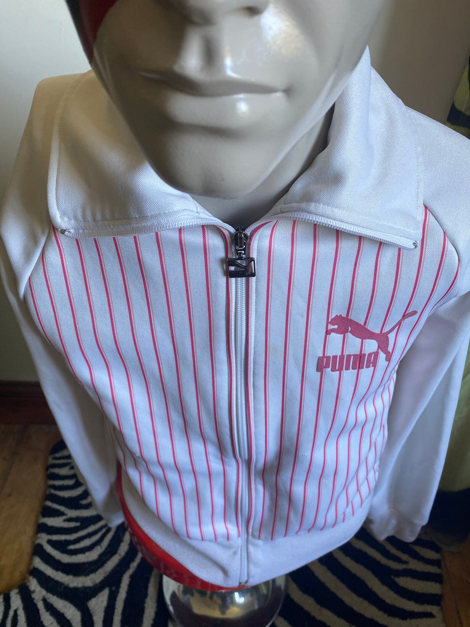 PUMA Ladies Vintage Tracksuit Top in White With a Pink Candy - Etsy