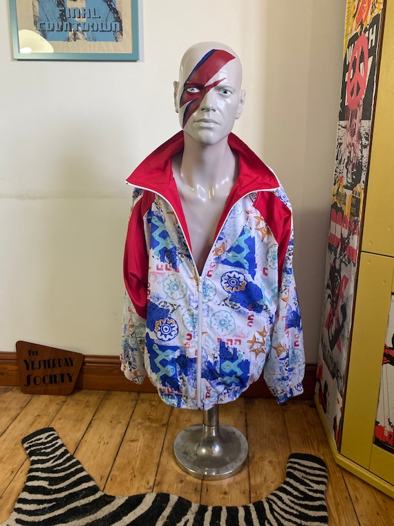 1980s Patterned Shell suit Jacket by Etirel sized 42 - Gem