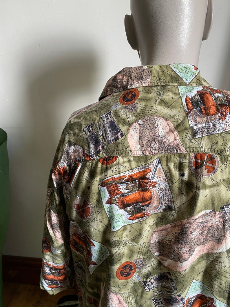 80s / 90s Map Print Explorer Shirt With a 48 Chest by - Etsy