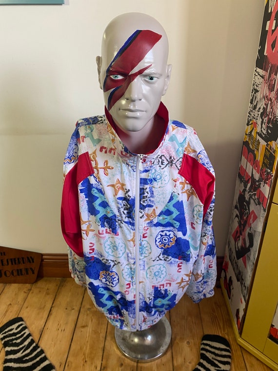 1980s Patterned Shell suit Jacket by Etirel sized 42 - Gem